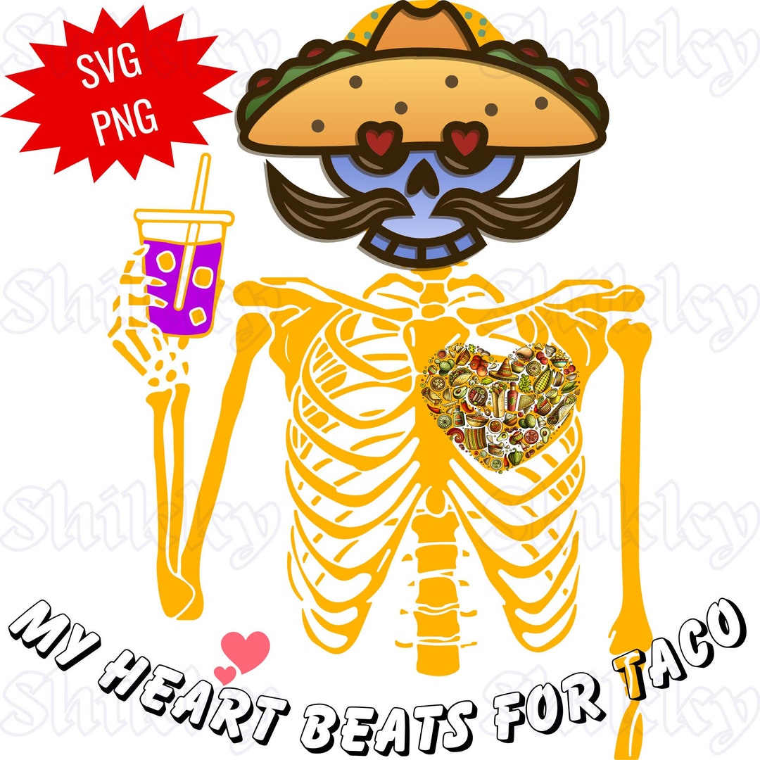 My Heart Beats for Taco SVG PNG Heart Funny Valentine Inflated Tumbler ...