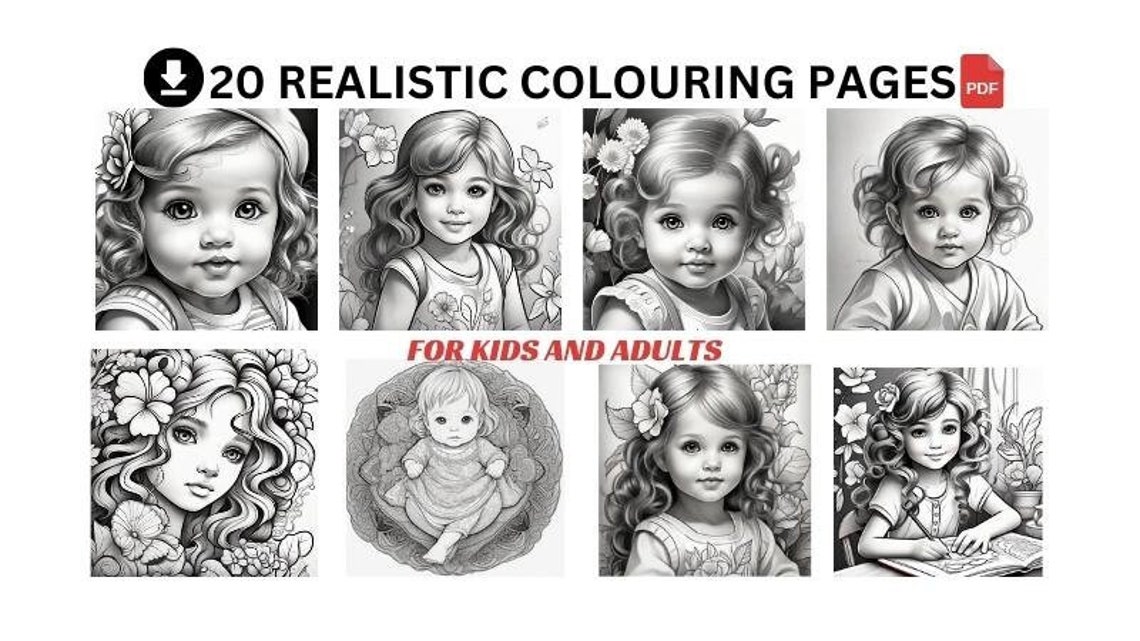 20 Realistic High-quality Digital Coloring Pages for Kids and Adults ...