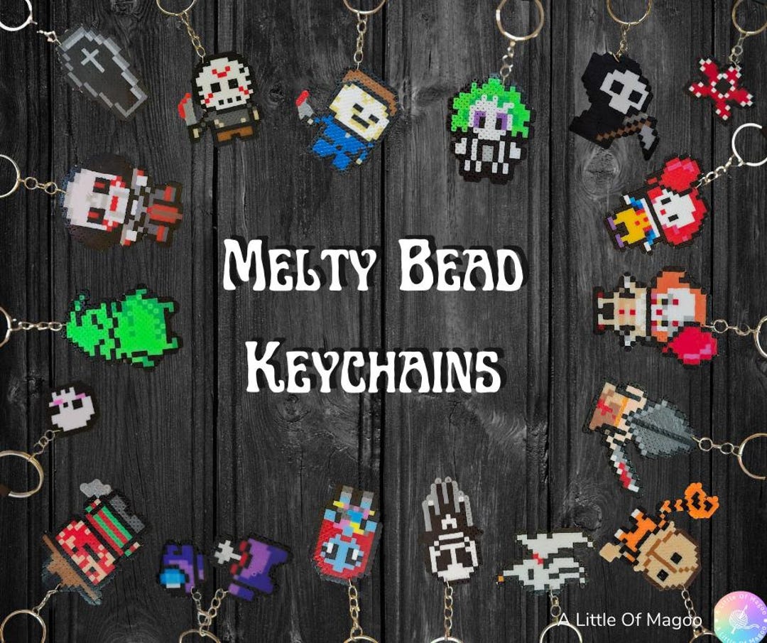 Handmade Spooky Melty Bead Keychains – Fun, Colorful, Scary, and Full ...