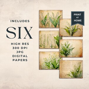 Lily of the Valley Junk Journal Digital Paper - 6 Pages - Vintage ...