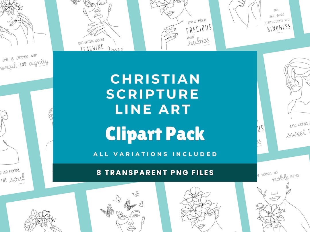 Christian Clipart PNG Scripture Line Art Bundle Instant Download - Etsy