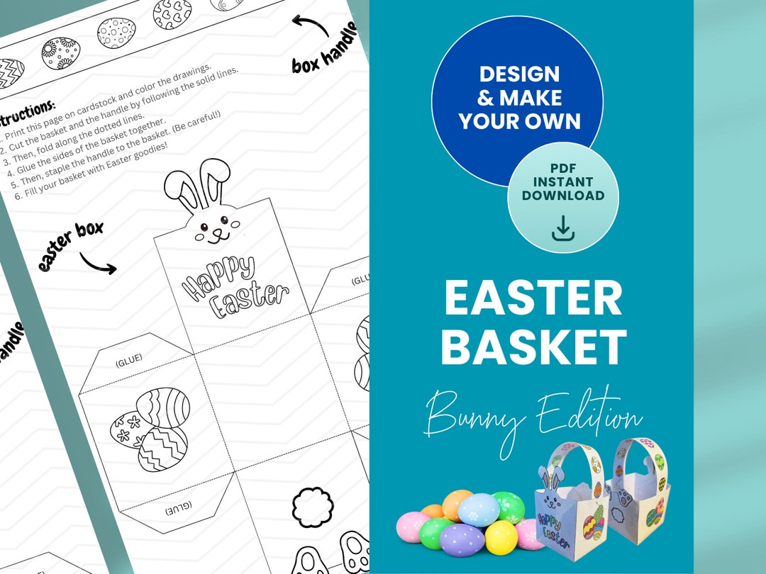 Easter Printable Colouring Basket - Bunny Edition - Instant Download ...