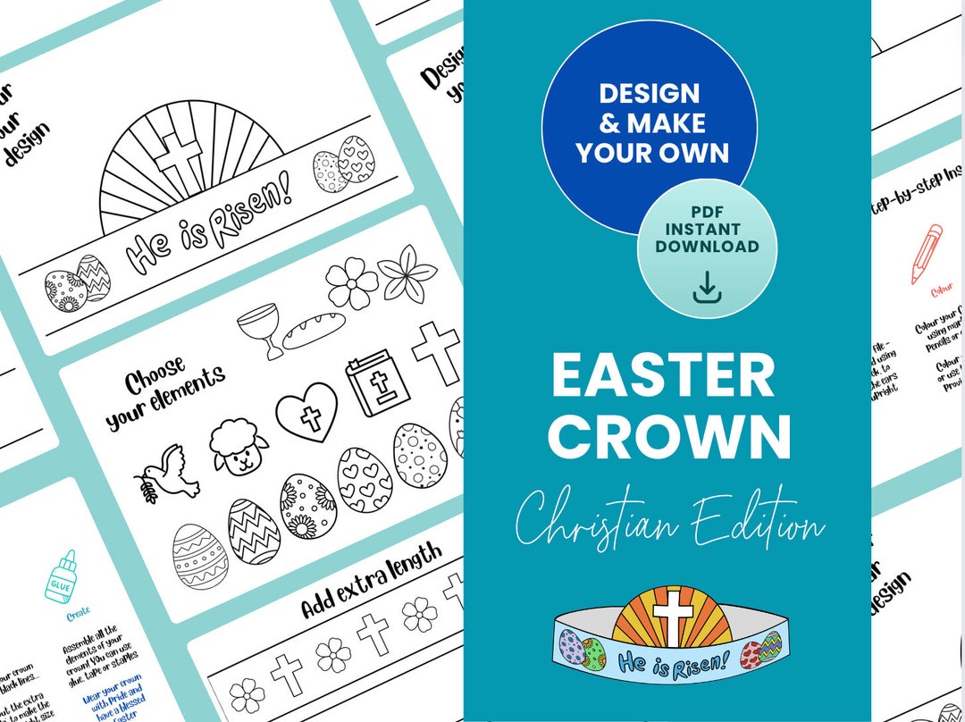 Easter Printable Colouring Crown Headband - Christian Edition - Instant ...