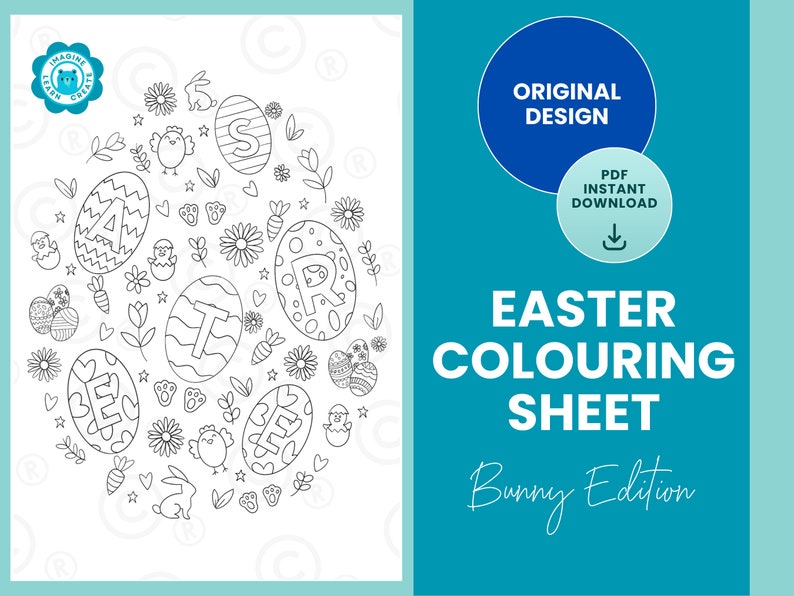 Easter Printable Colouring Page - Bunny Egg Edition - Instant Download ...