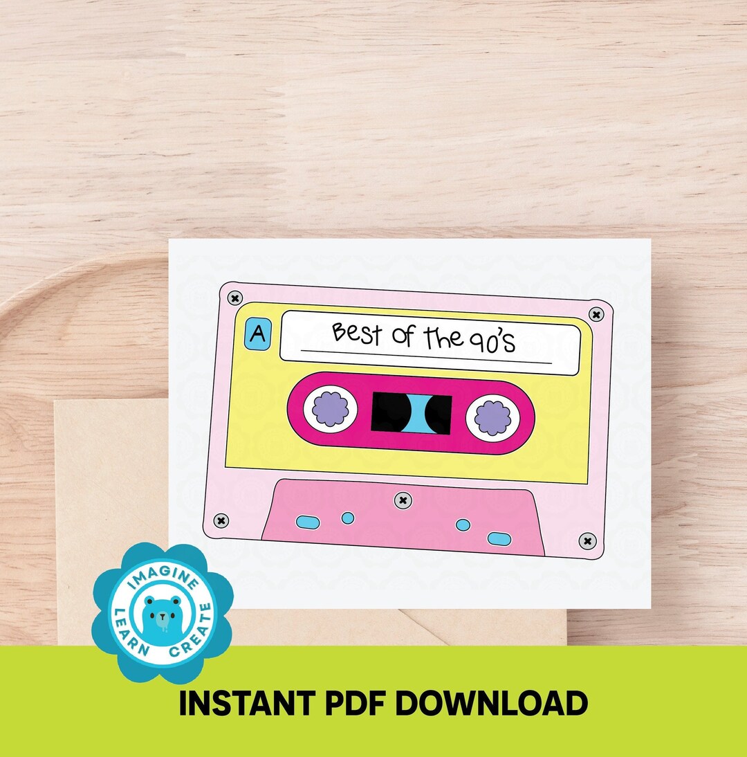 Retro 90s Cassette Tape Greeting Card Handmade and Heartfelt Birthday ...