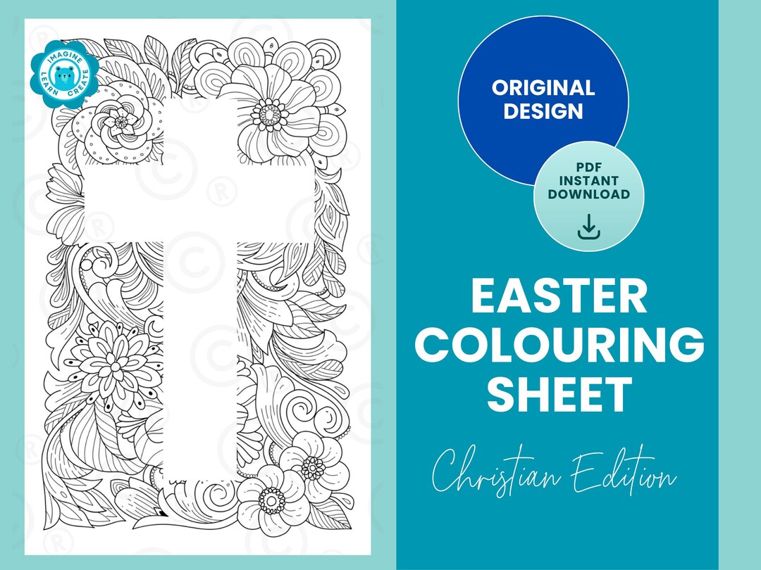 Easter Printable Colouring Page - Christian Floral Edition - Instant ...