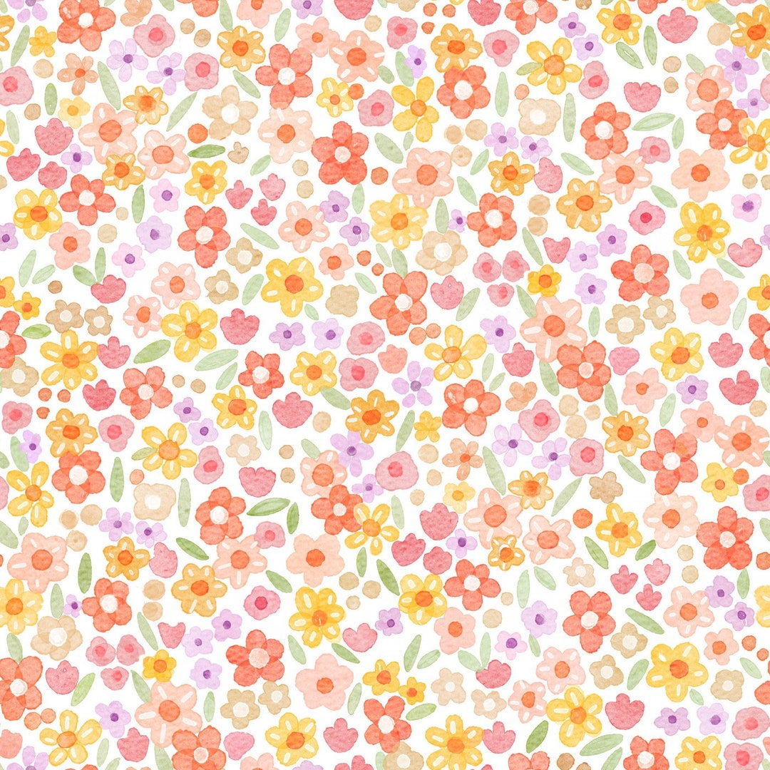 Spring Flowers Pastel Childrens Fabric French Terry, Rib Jersey, Jersey ...