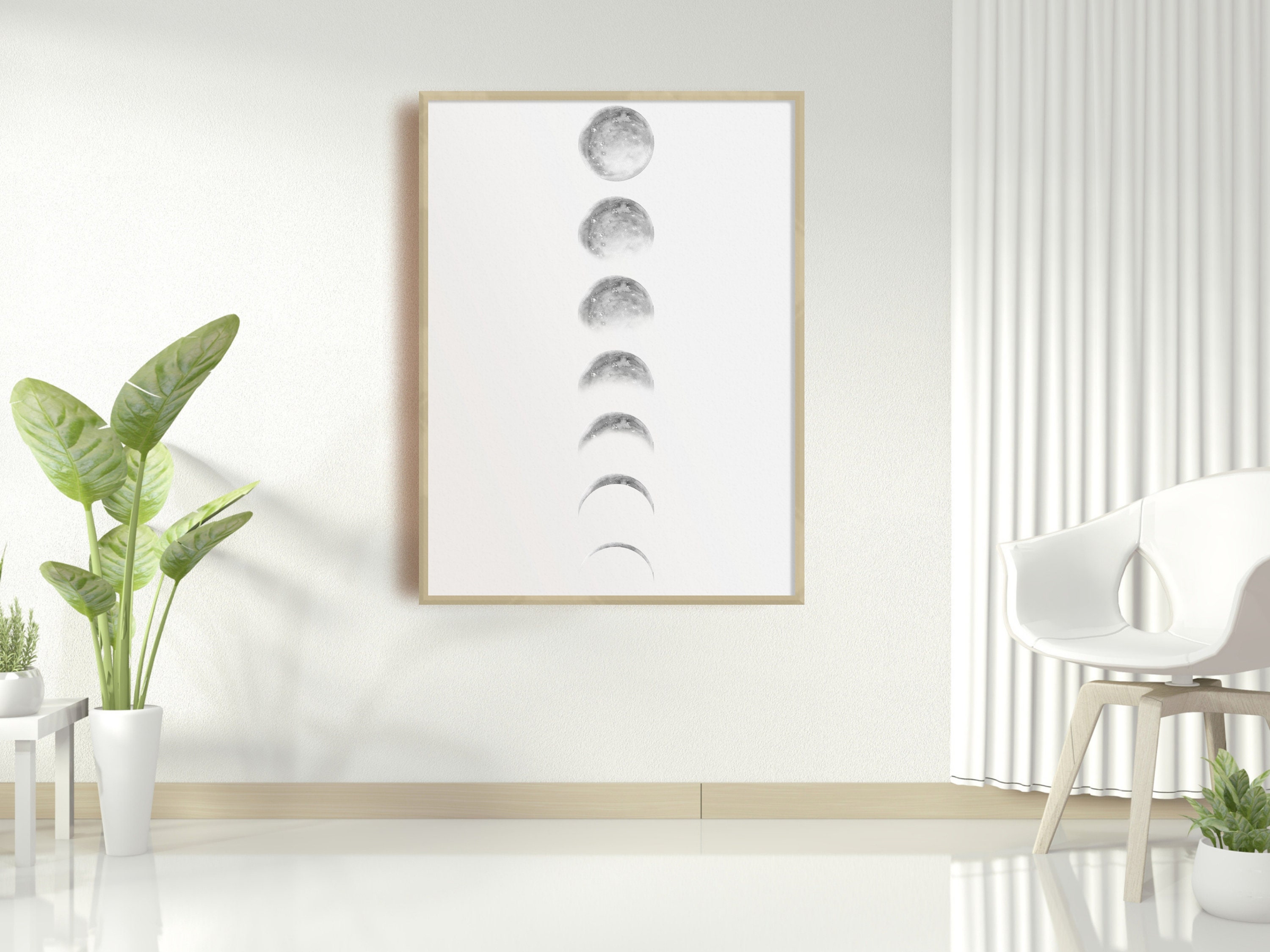 7 PNG Digital White Moon, Instant Download, Design Elements, Moon ...