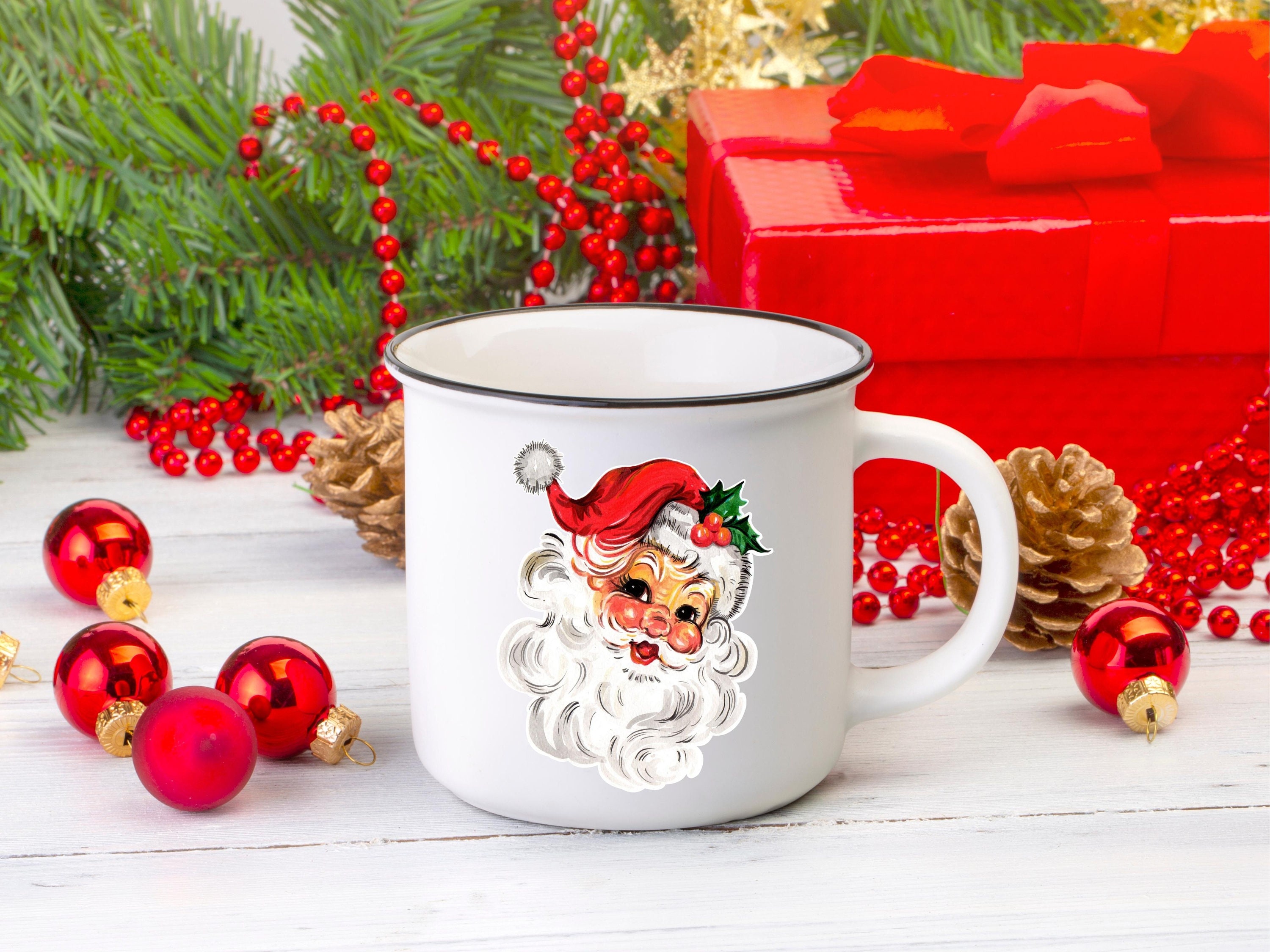 Vintage Digital Clipart Red Santa Claus 23 Christmas Vintage Greeting ...