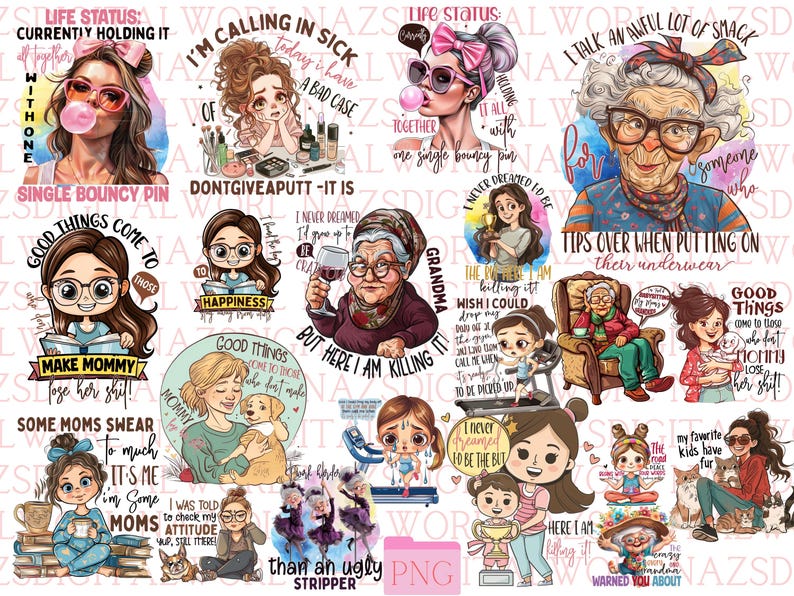 Funny Woman Quotes Sublimation Bundle - 20 Sassy & Hilarious Designs ...