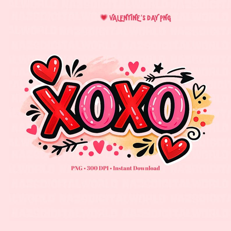 XOXO Valentine’s Day PNG | Love Sticker Design | Cute Heart Clipart ...