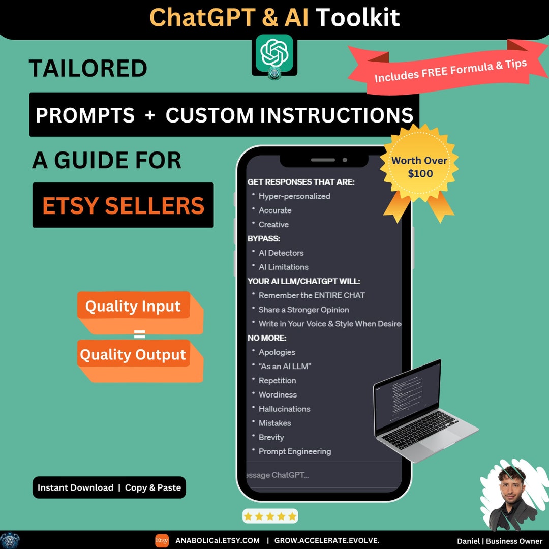 Chatgpt for Etsy Sellers to Rank 1st and Sell | Prompts and Custom ...