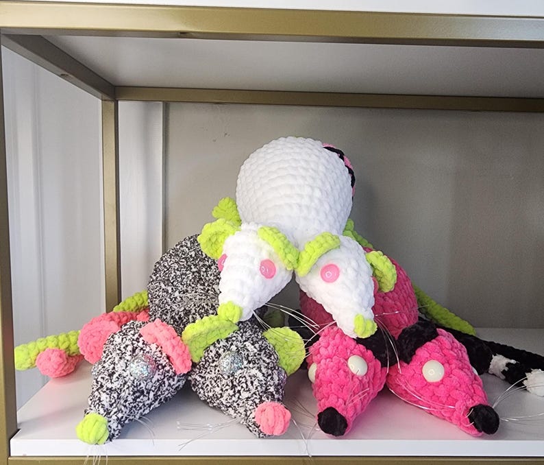 Two Headed Lab Rat Crochet Pattern, Halloween Valentines Day Amigurumi ...