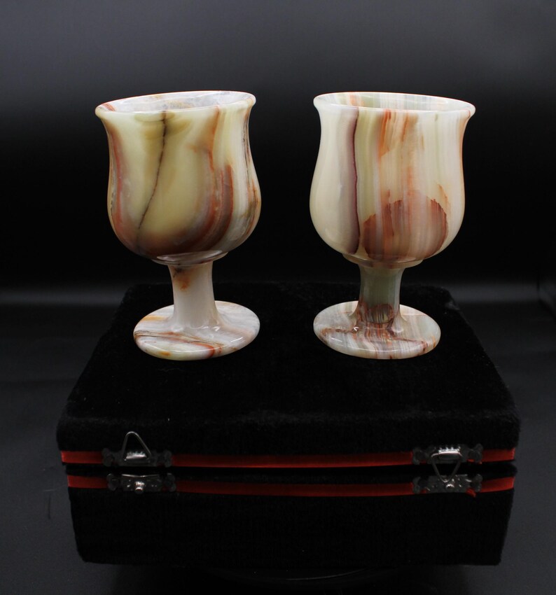 Green Onyx Goblet | Hand Carved Goblet Set | Goblet Set | Unique ...