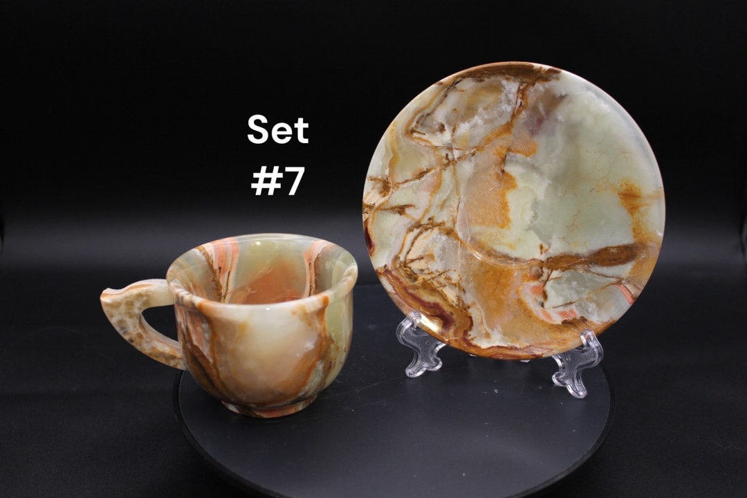Green Onyx Tea Cup With Saucer Set | Hand Carved Tea Cup | Tea Cup Set ...