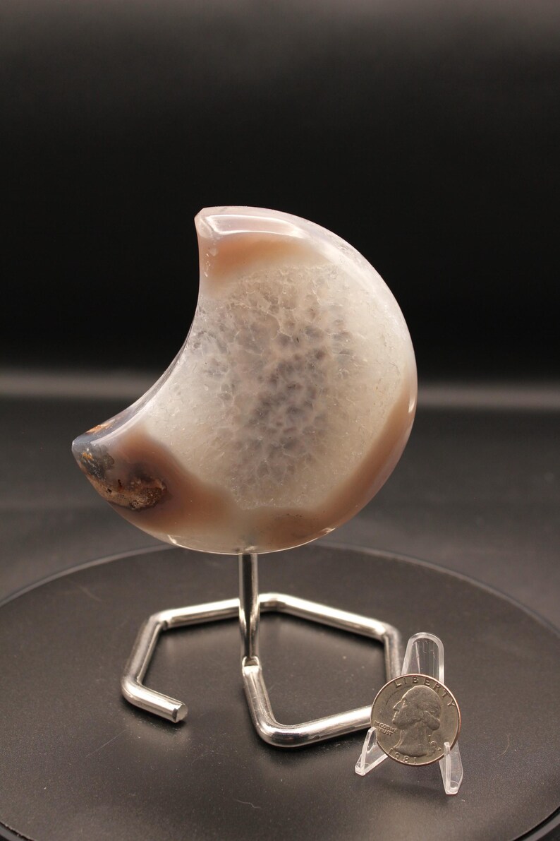 Natural Hand-carved Agate Moon on Stand | Crystal Moon Décor | Healing ...