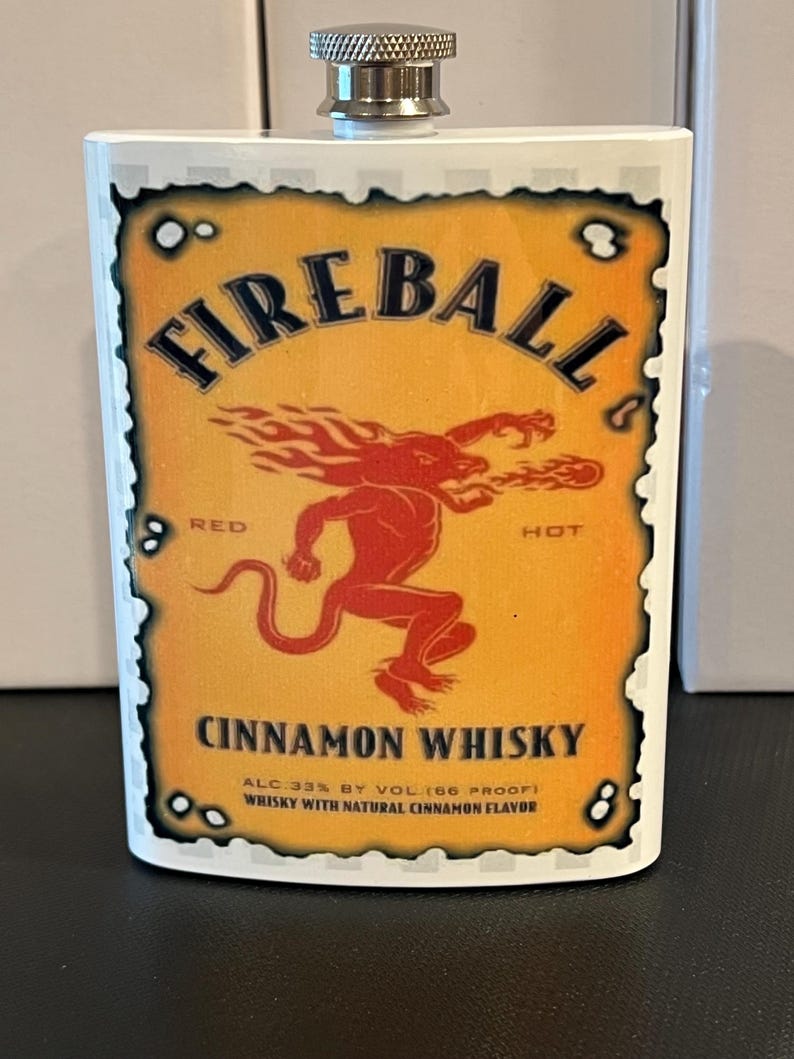 Fireball Cinnamon Whisky 8 Oz Hip Flask & 3 Oz Shot Glass Set - Etsy