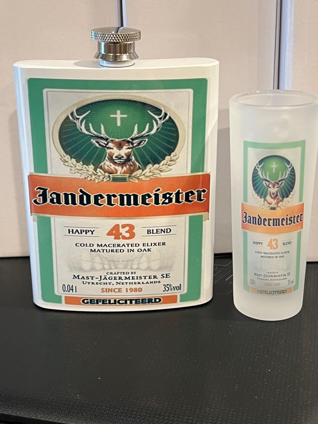 Jagermeister 8 Oz Hip Flask & 3 Oz Shot Glass Set - Etsy