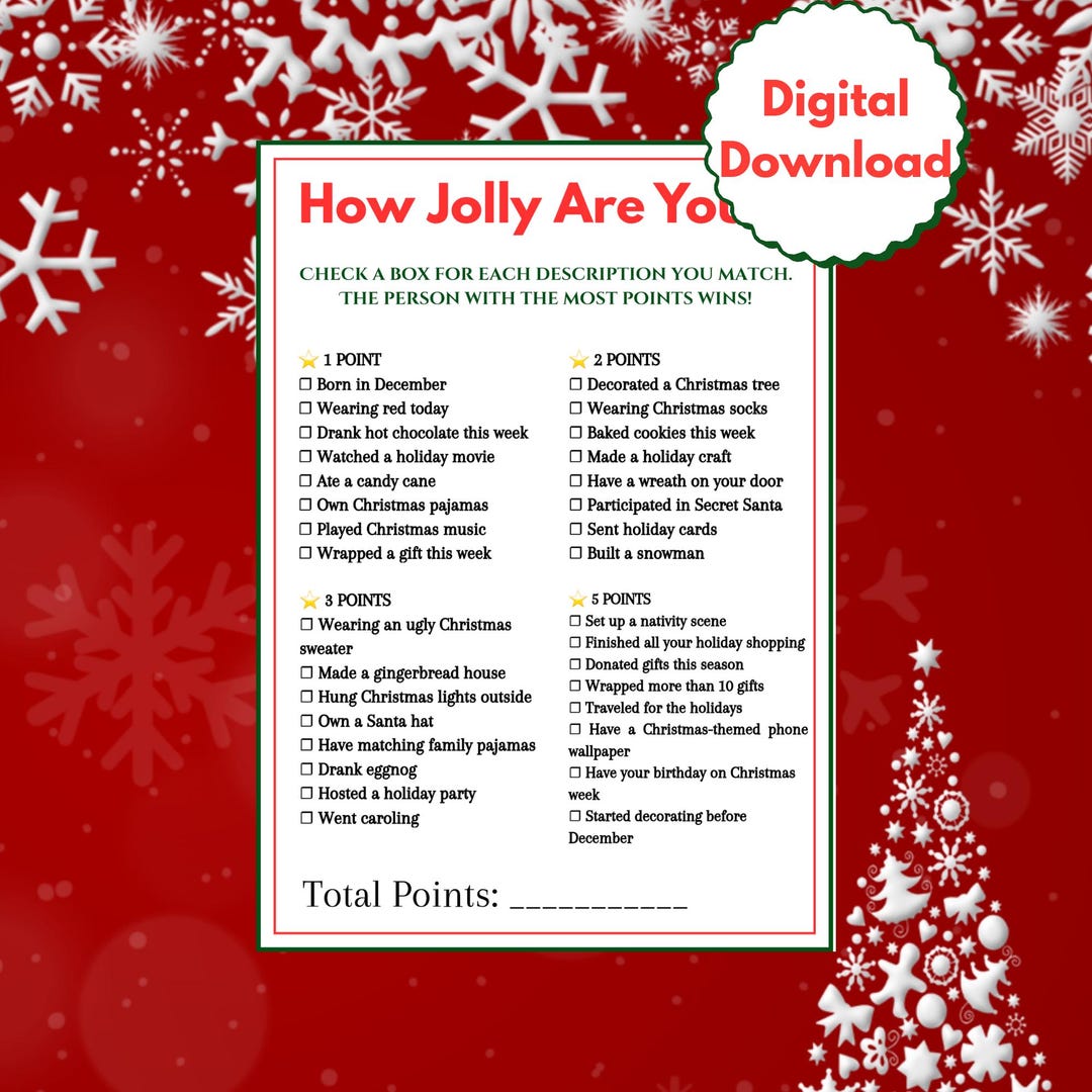 How Jolly Are You Printable Game | Digital-download | Lacqura | - Etsy