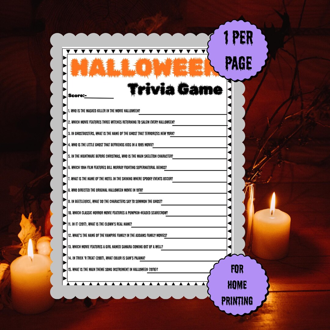 Halloween Trivia Game Printable: Spooky Party Quiz (digital Download ...