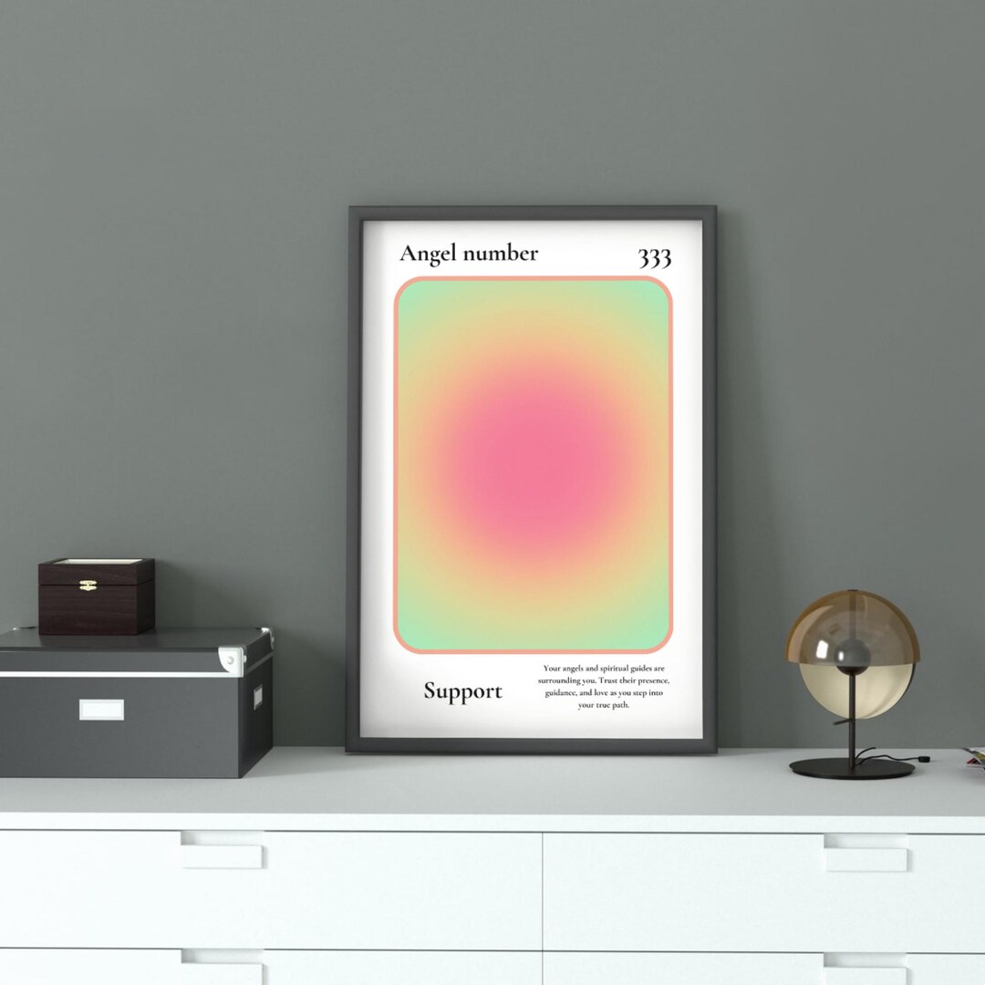 4 Angel Numbers Wall Art Set | Gradient Aura Colors Prints | Spritual ...
