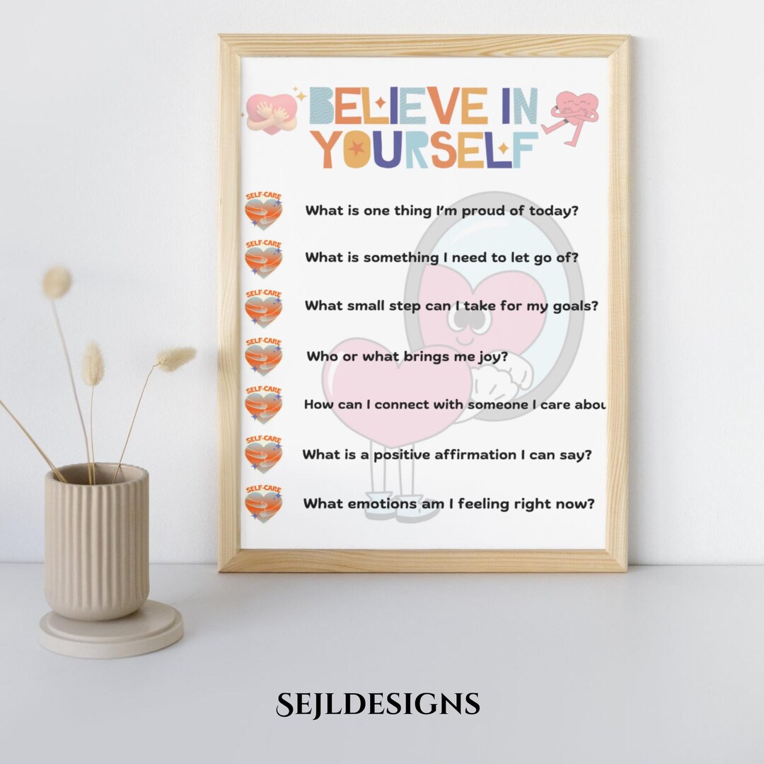 Positive Affirmation Printable: Daily Self-care Check-in (digital ...