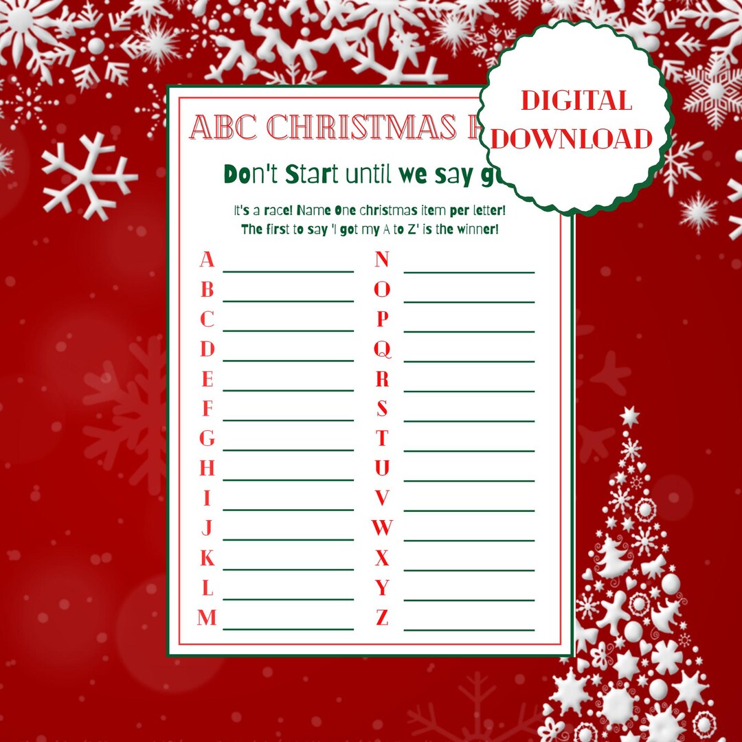ABC Christmas Race Game | A to Z Christmas Item Name Game | Digital ...