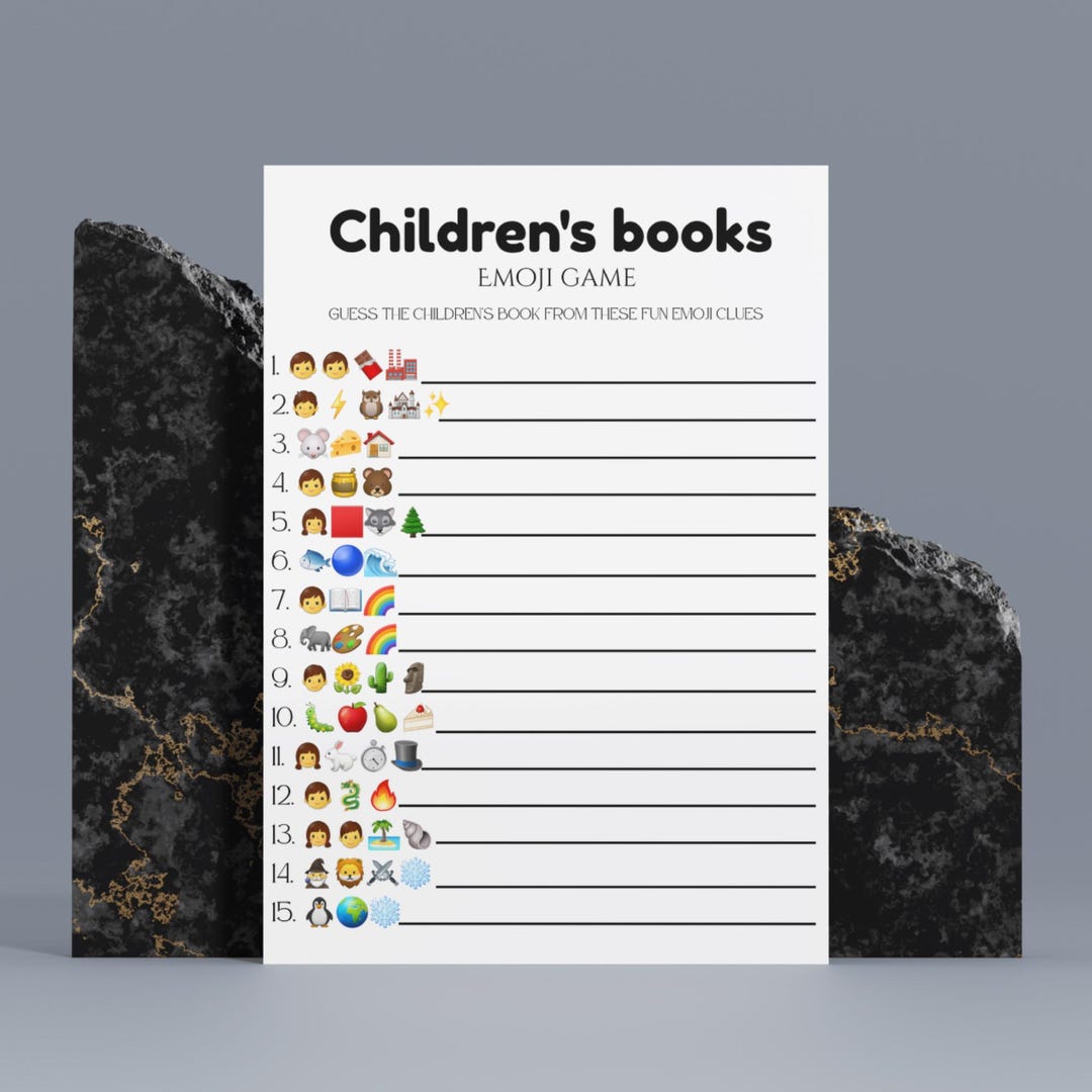 Children's Book Emoji Game: Fun Class Activity (3 Pdfs) (digital ...