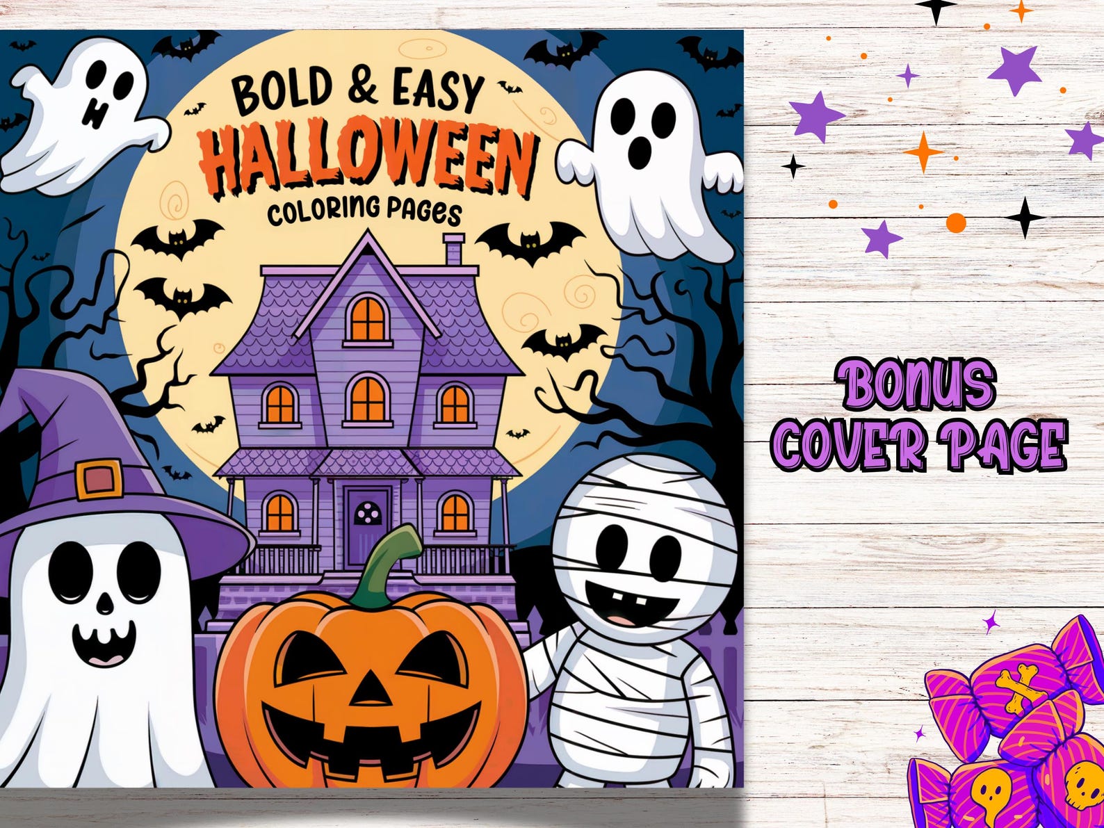 Bold & Easy Halloween Coloring Pages for Adults and Kids, Halloween ...