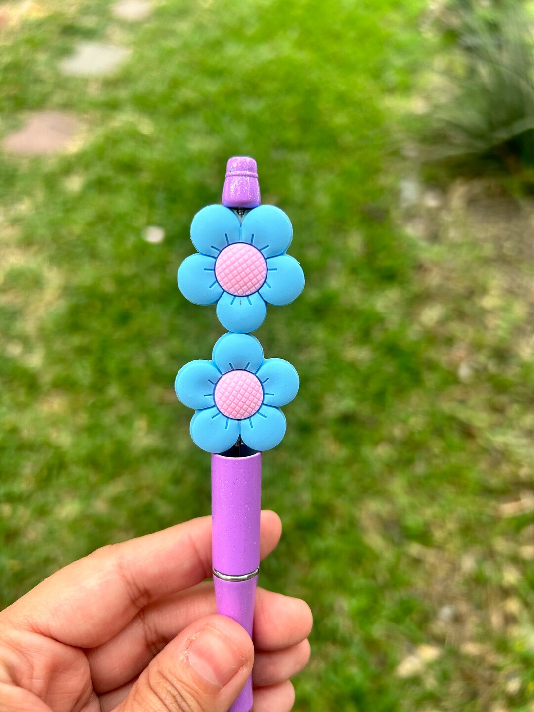 Blue Flower Focal, Blue Puffy Flower Focal, Flower Focal for Pen ...