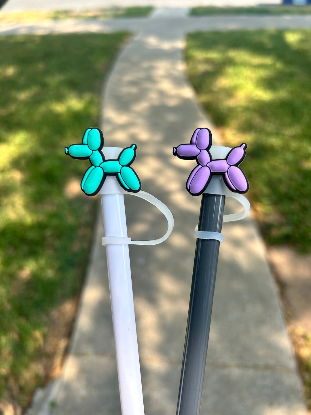 Mint Green and Purple Balloon Dog Straw Topper, Straw Cap - Etsy