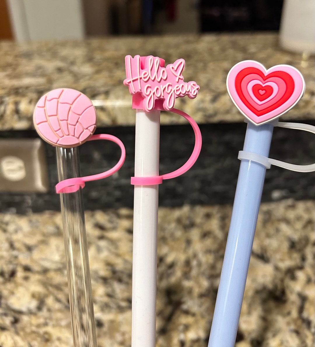 Valentines Straw Topper, Concha Straw Topper, Pink Straw Topper, Heart ...