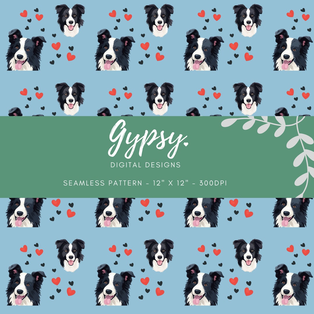 Border Collie Digital Download Paper Seamless Pattern Dog - Etsy