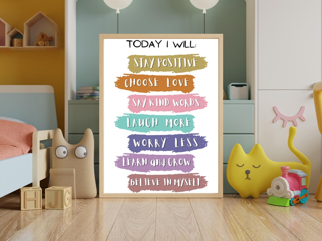 PRINTABLE Kids Wall Art, Affirmations for Kids, Inspirational Nursery ...