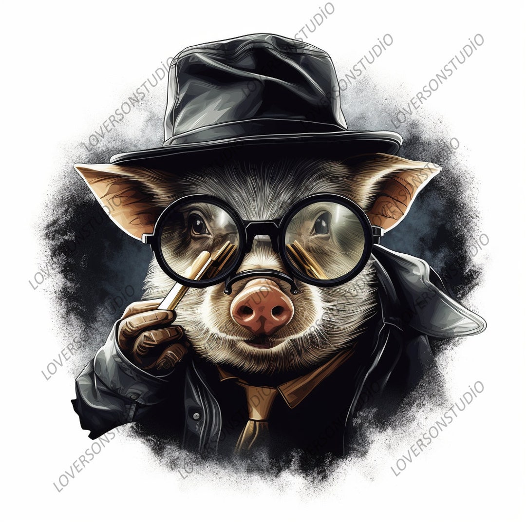 Detective Pig Png File-pig Png-animal Png Sublimation Design-digital ...
