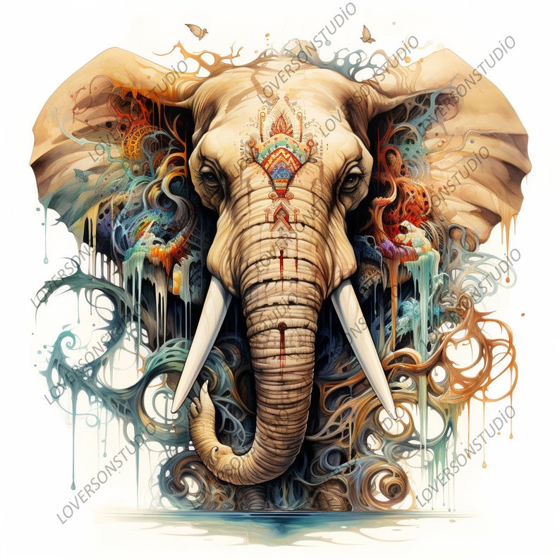 Colorfull Elephant Designs-elephant Png-animal Png Sublimation Design ...