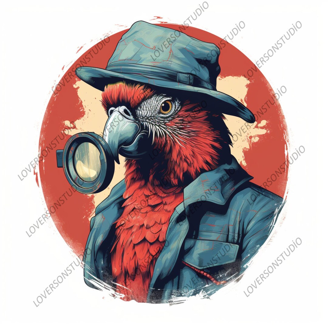 Detective Parrot Png File-parrot Png-animal Png Sublimation Design ...
