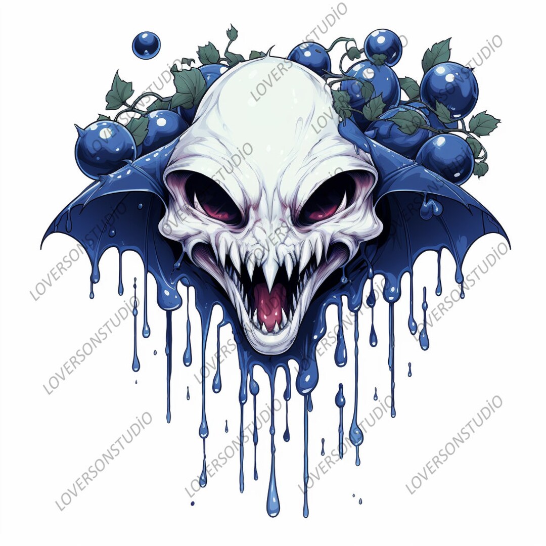 Vampire Fruit Sublimation Design-blubeberry Png-scary Fruit Png-vampire ...