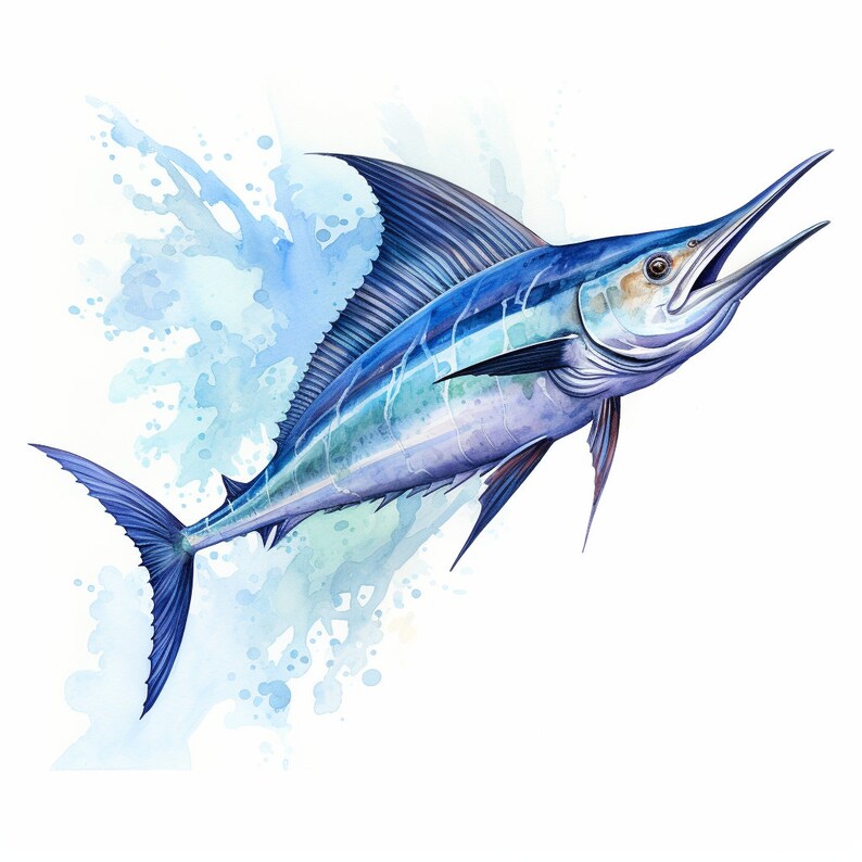 Watercolor Swordfish Designs Png File For-sublimation-t Shirt-canvas ...