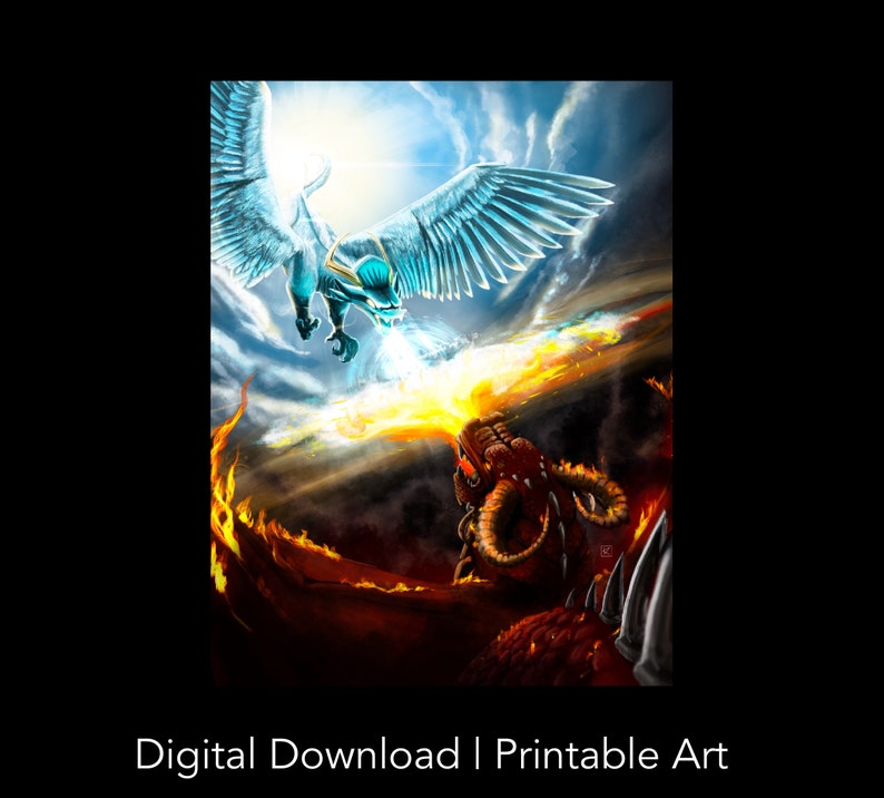 Angel and Demon Dragon Fight Digital Artwork Dragon Series Download Art ...