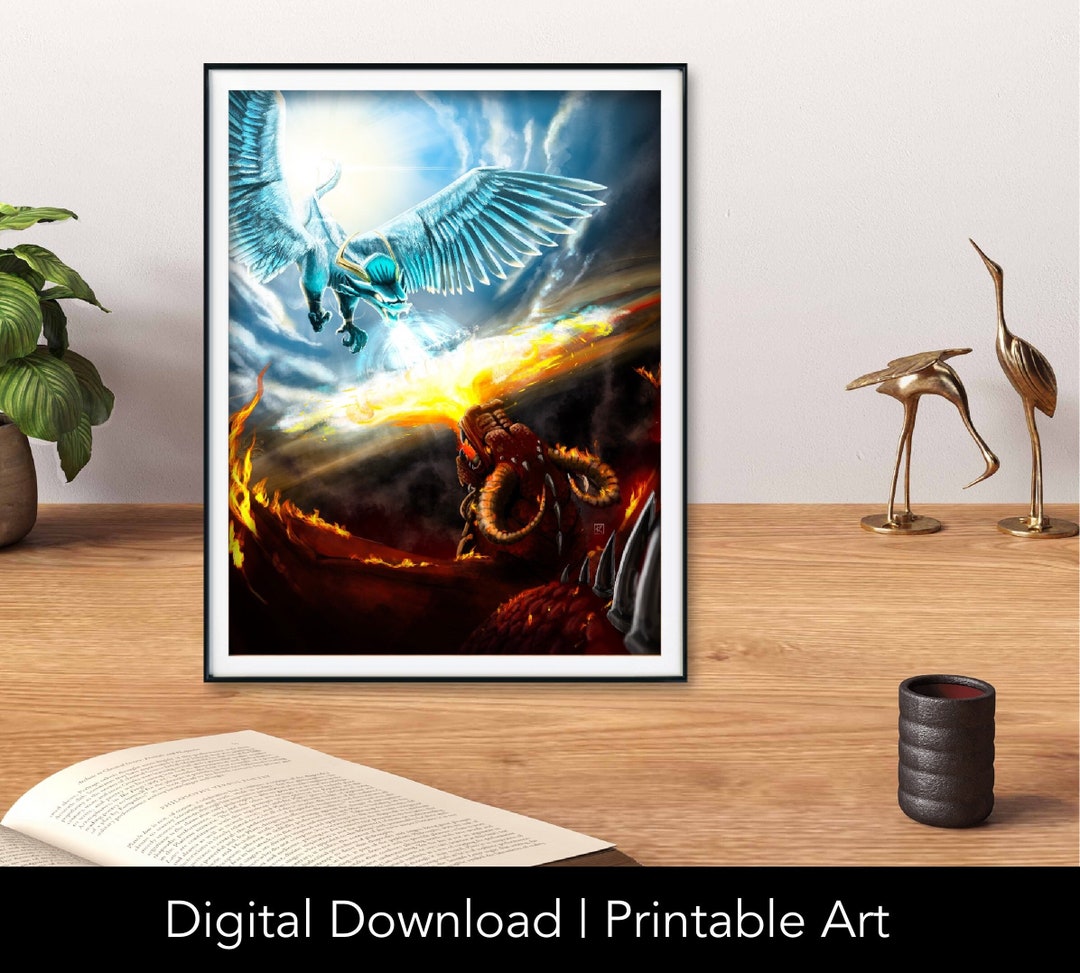 Angel and Demon Dragon Fight Digital Artwork Dragon Series Download Art ...