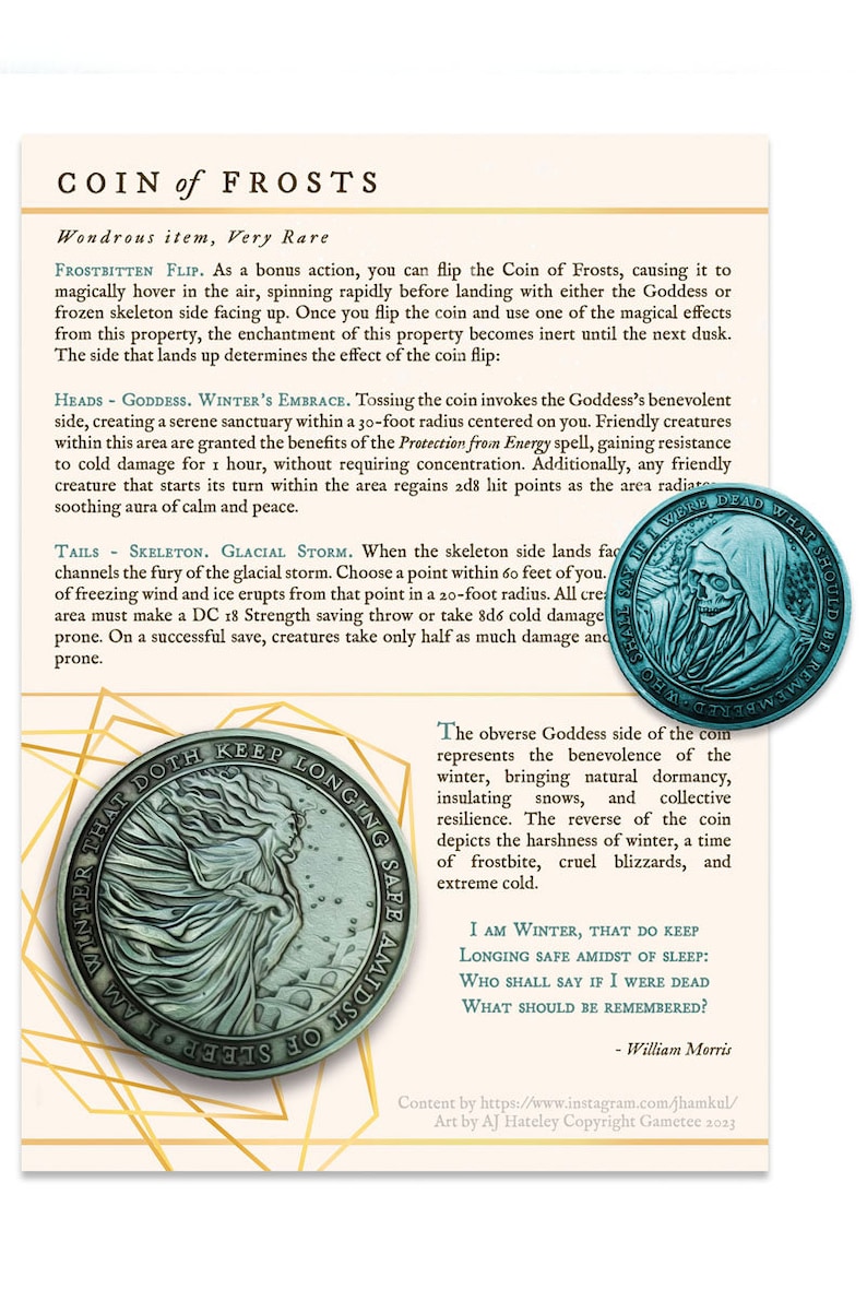 Coin of Frosts - Dnd / RPG 5e DM Roleplay Coin for Tabletop / LARP ...