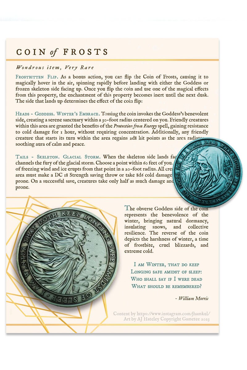 Coin of Frosts - Dnd / RPG 5e DM Roleplay Coin for Tabletop / LARP - Etsy