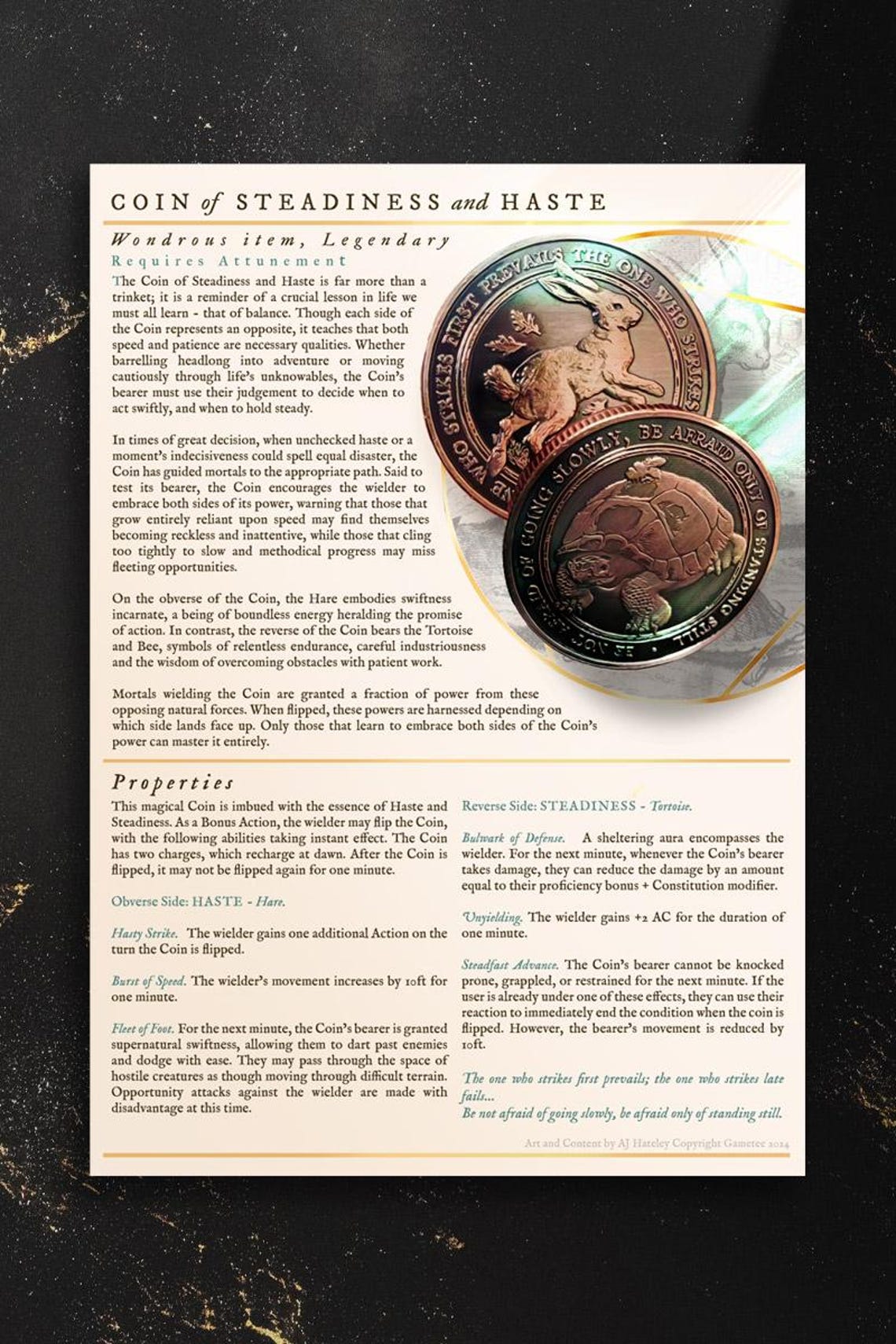 Coin of Steadiness and Haste - Dnd / RPG 5e DM Roleplay Coin for ...