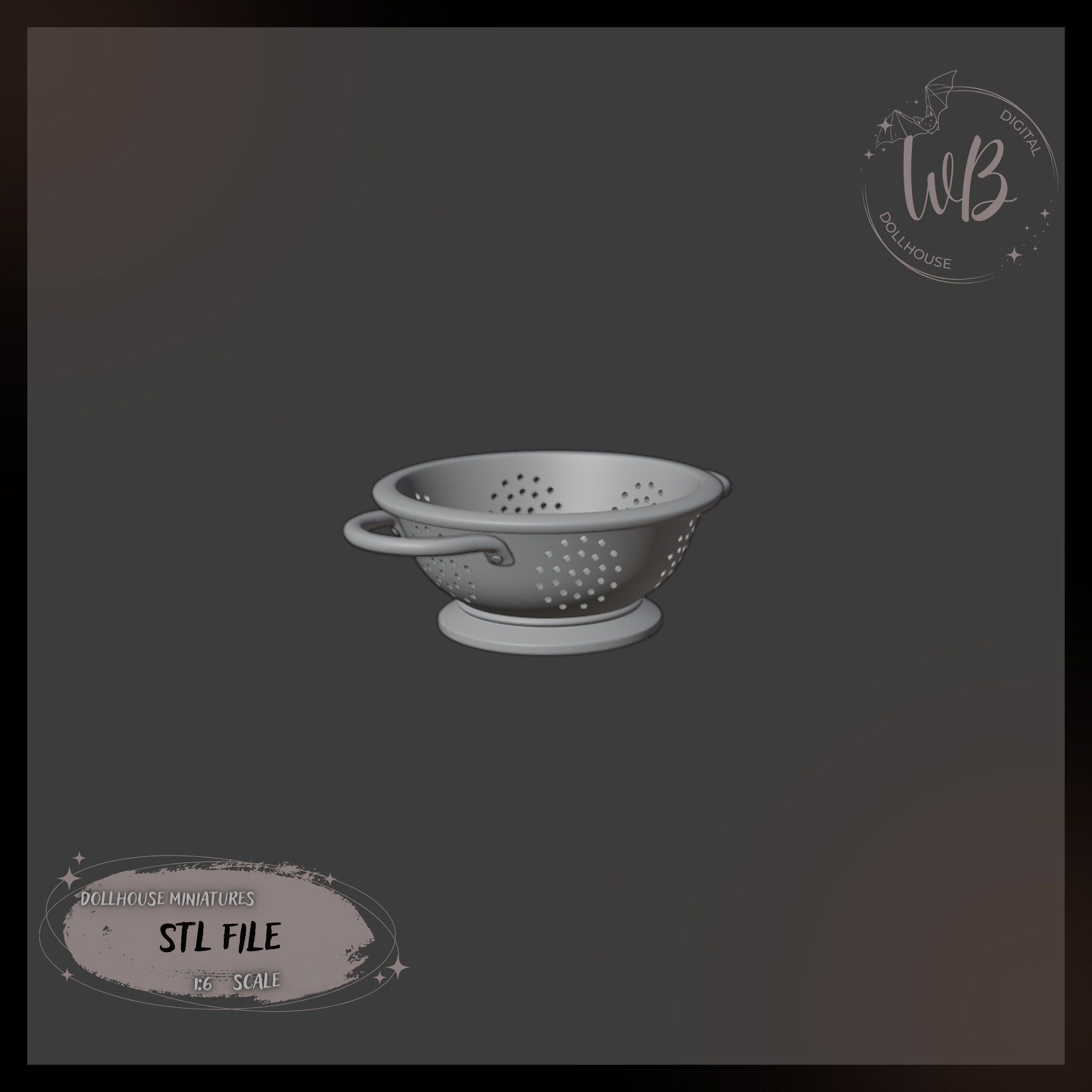1:6 Scale. Colander for the Dollhouse. Miniature Dishes for Dolls. STL ...