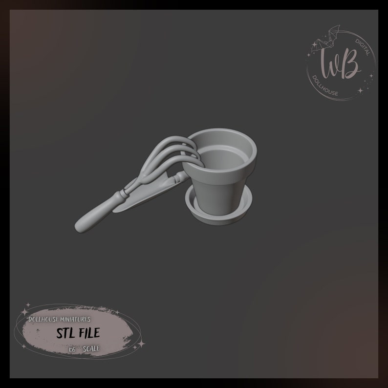 1:6 Scale. A Set of Gardening Tools for a Dollhouse. Rake, Shovel ...