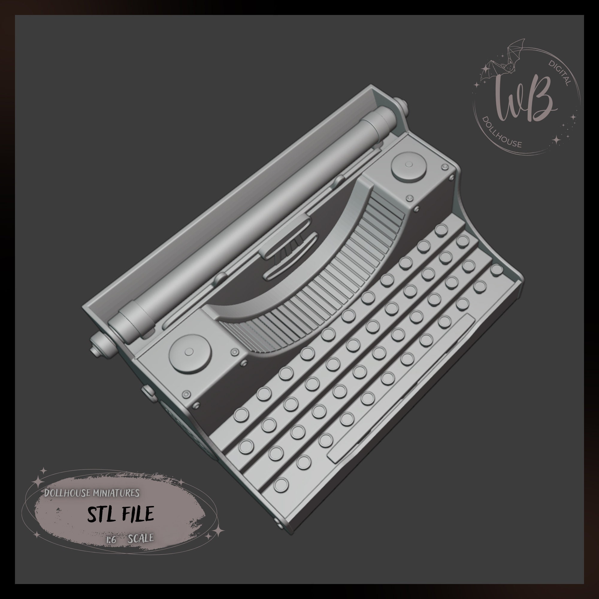 1:6 Scale. Typewriter for Dollhouse. Miniature Typewriter. STL ...
