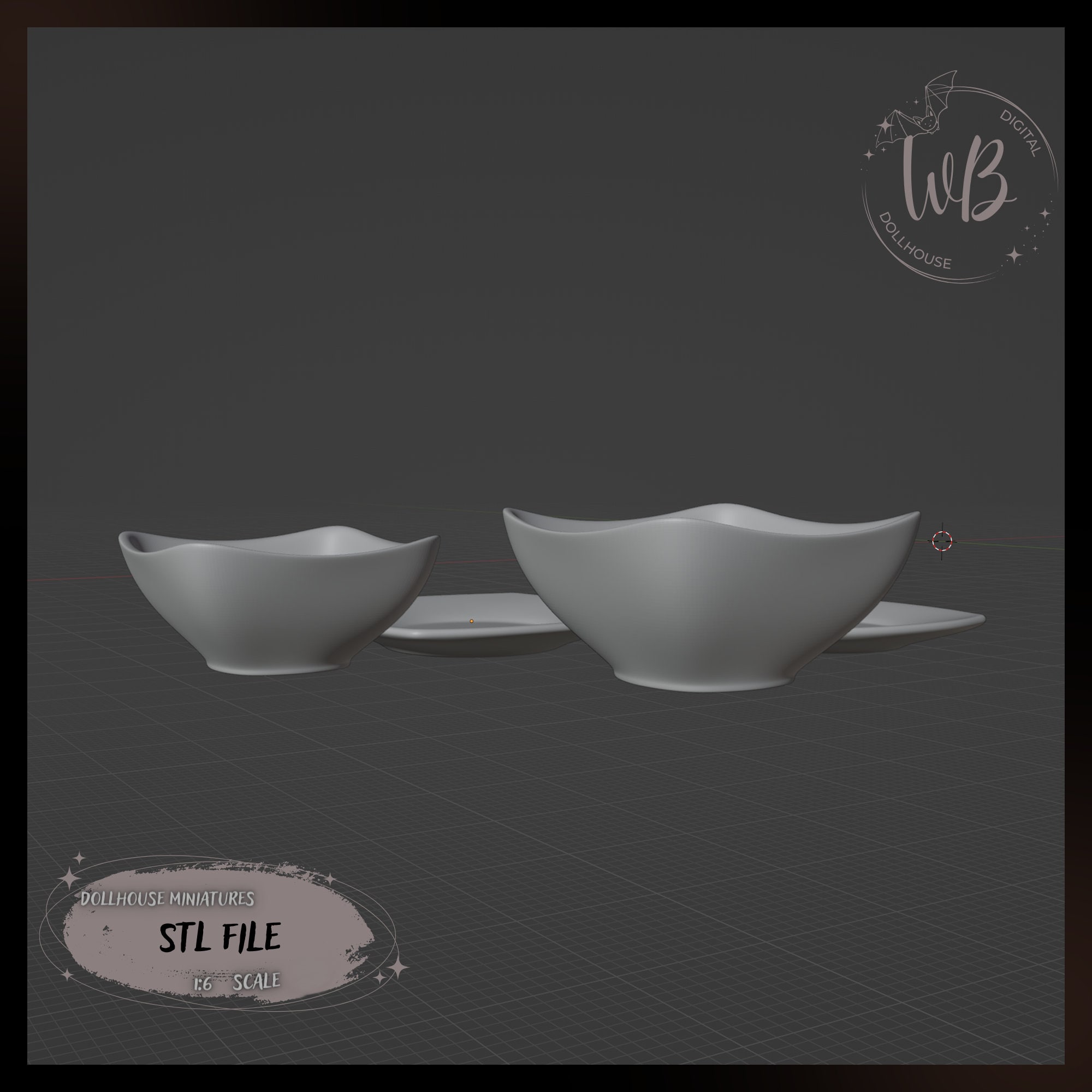 1:6 Scale.a Set of Square Dishes for a Dollhouse. Plates and a Salad ...