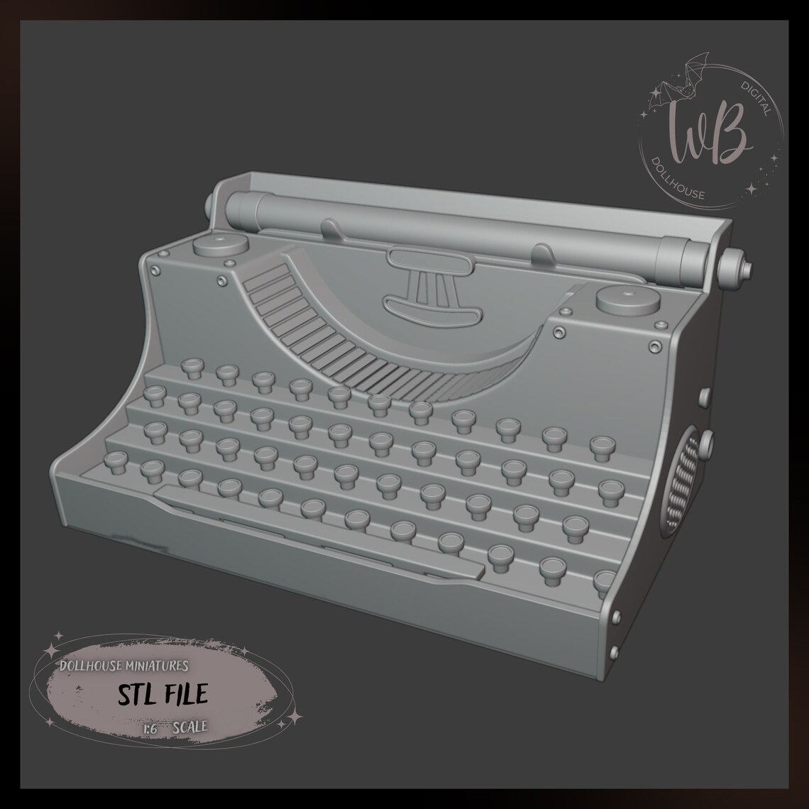 1:6 Scale. Typewriter for Dollhouse. Miniature Typewriter. STL ...