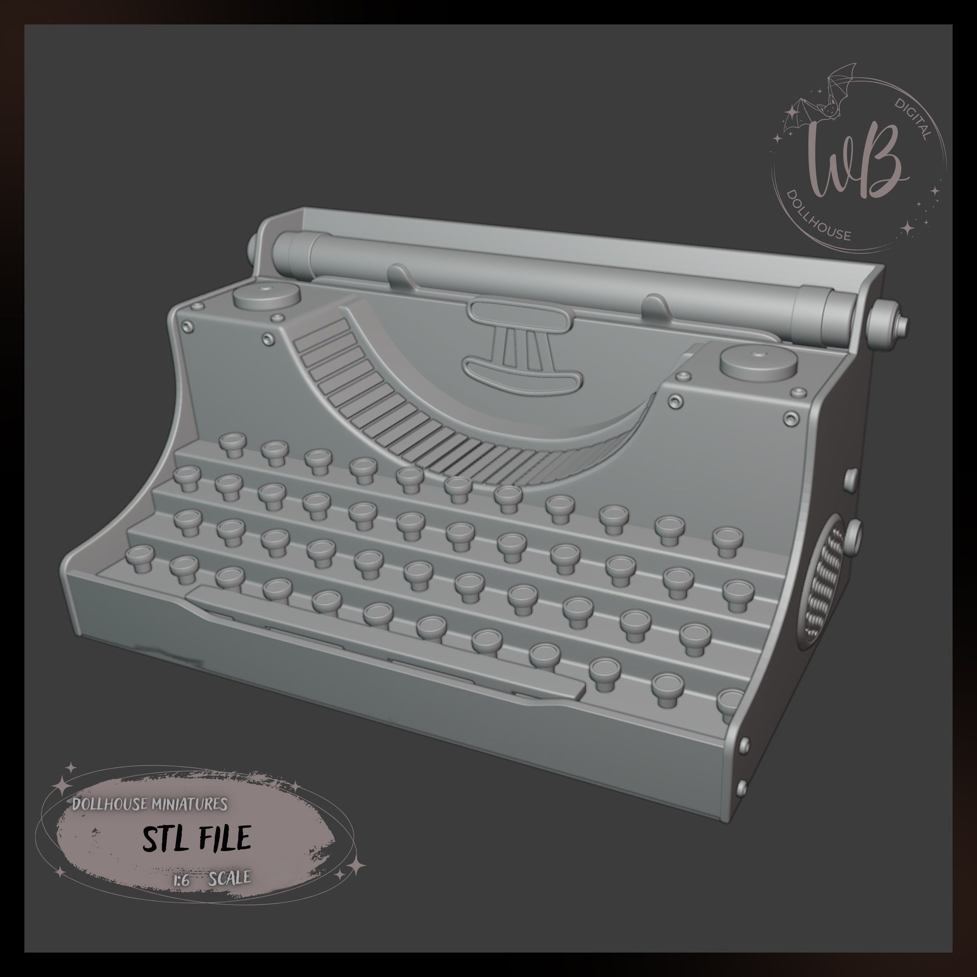 1:6 Scale. Typewriter for Dollhouse. Miniature Typewriter. STL ...